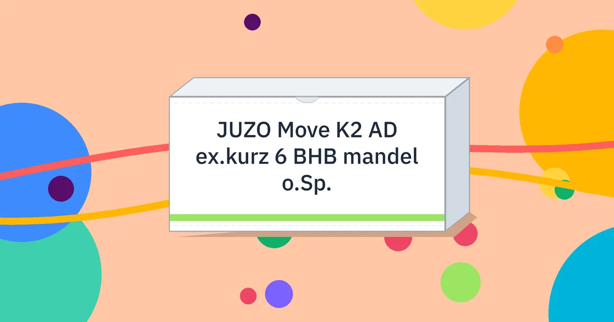Symbolbild: Packung mit der Aufschrift JUZO Move K2 AD ex.kurz 6 BHB mandel o.Sp. (PZN 16342027) – Verfügbarkeit und Bezug in Apotheken in Frankfurt am Main