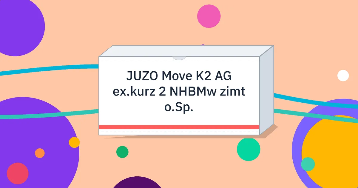 Symbolbild: Packung mit der Aufschrift JUZO Move K2 AG ex.kurz 2 NHBMw zimt o.Sp. (PZN 18533406) – Verfügbarkeit und Bezug in Apotheken in Frankfurt am Main