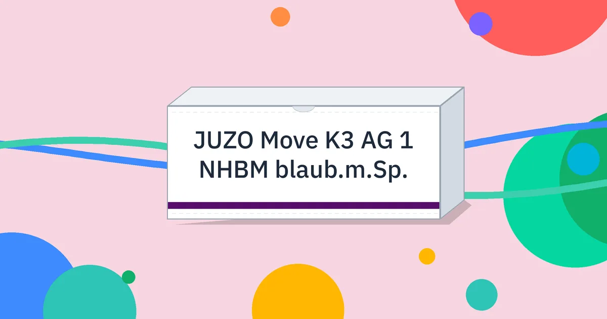 Symbolbild: Packung mit der Aufschrift JUZO Move K3 AG 1 NHBM blaub.m.Sp. (PZN 18586532) – Verfügbarkeit und Bezug in Apotheken in Frankfurt am Main