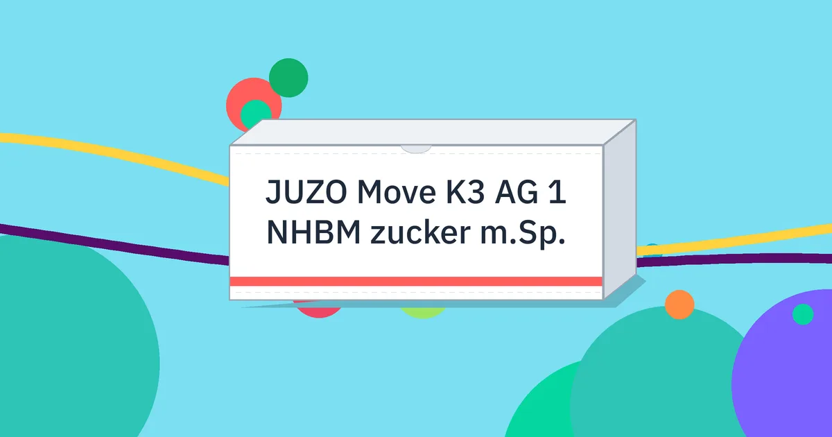 Symbolbild: Packung mit der Aufschrift JUZO Move K3 AG 1 NHBM zucker m.Sp. (PZN 18574658) – Verfügbarkeit und Bezug in Apotheken in Frankfurt am Main