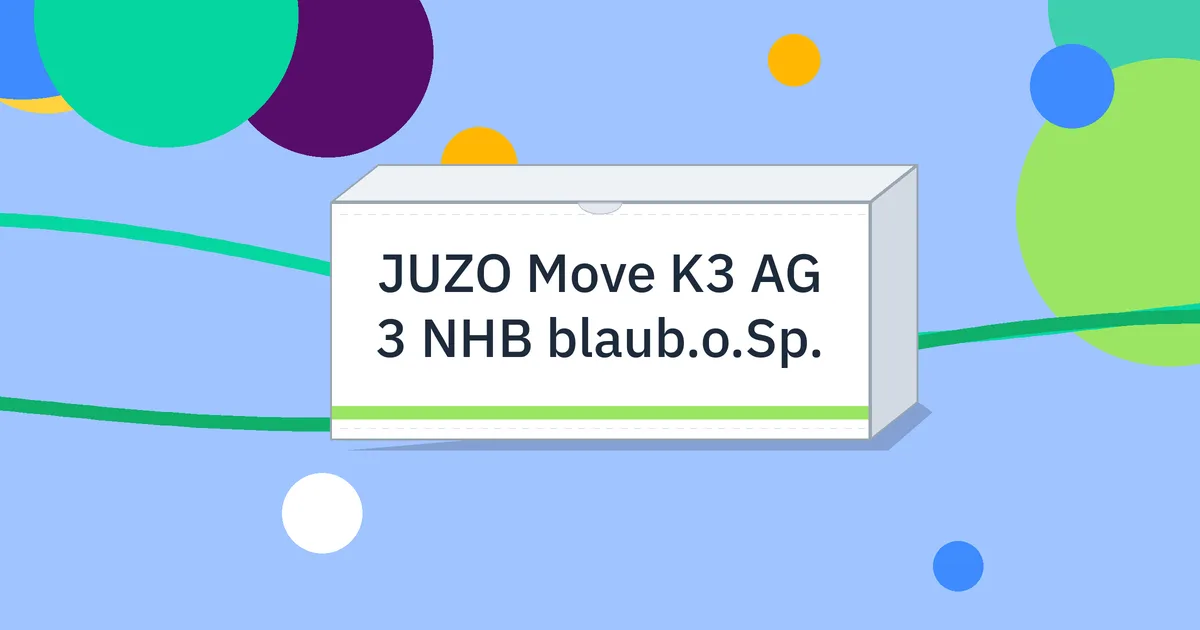 Symbolbild: Packung mit der Aufschrift JUZO Move K3 AG 3 NHB blaub.o.Sp. (PZN 18588991) – Verfügbarkeit und Bezug in Apotheken in Frankfurt am Main
