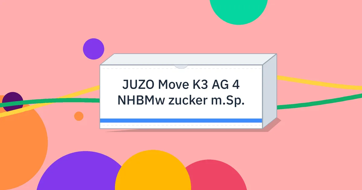 Symbolbild: Packung mit der Aufschrift JUZO Move K3 AG 4 NHBMw zucker m.Sp. (PZN 18574902) – Verfügbarkeit und Bezug in Apotheken in Frankfurt am Main