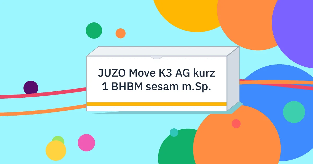 Symbolbild: Packung mit der Aufschrift JUZO Move K3 AG kurz 1 BHBM sesam m.Sp. (PZN 18580067) – Verfügbarkeit und Bezug in Apotheken in Frankfurt am Main