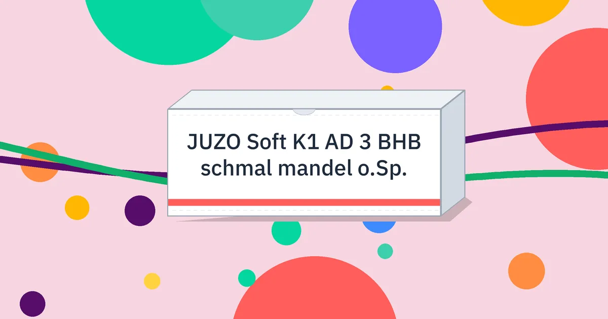 Symbolbild: Packung mit der Aufschrift JUZO Soft K1 AD 3 BHB schmal mandel o.Sp. (PZN 15463208) – Verfügbarkeit und Bezug in Apotheken in Frankfurt am Main