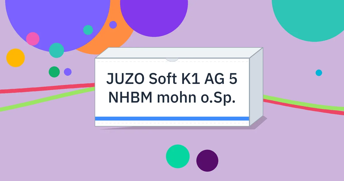 Symbolbild: Packung mit der Aufschrift JUZO Soft K1 AG 5 NHBM mohn o.Sp. (PZN 14995883) – Verfügbarkeit und Bezug in Apotheken in Frankfurt am Main
