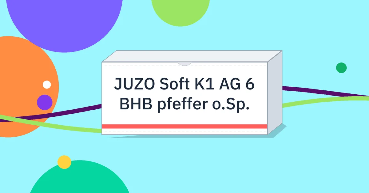 Symbolbild: Packung mit der Aufschrift JUZO Soft K1 AG 6 BHB pfeffer o.Sp. (PZN 14821367) – Verfügbarkeit und Bezug in Apotheken in Frankfurt am Main