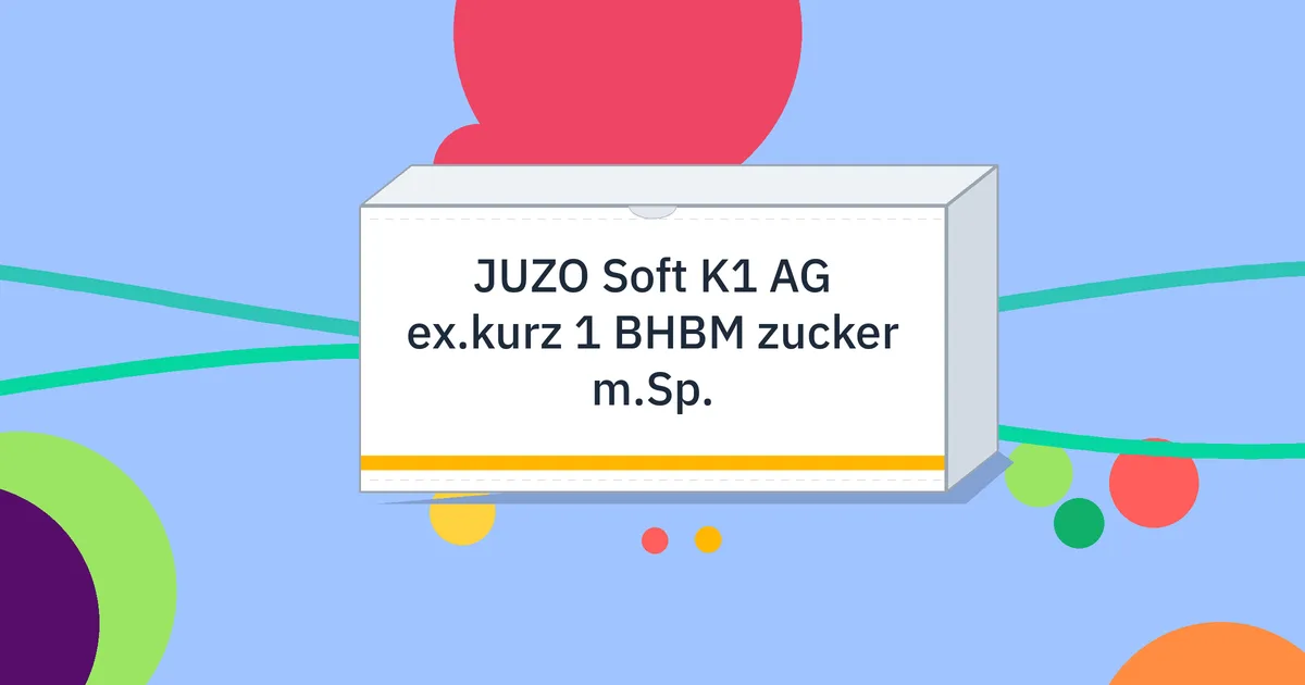 Symbolbild: Packung mit der Aufschrift JUZO Soft K1 AG ex.kurz 1 BHBM zucker m.Sp. (PZN 14856041) – Verfügbarkeit und Bezug in Apotheken in Frankfurt am Main