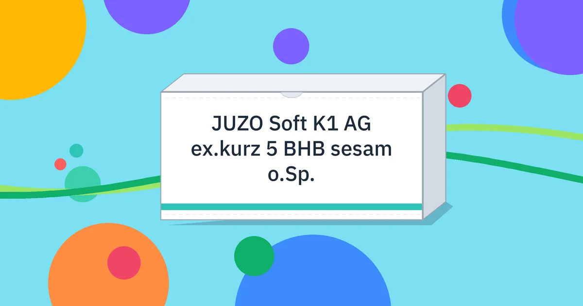 Symbolbild: Packung mit der Aufschrift JUZO Soft K1 AG ex.kurz 5 BHB sesam o.Sp. (PZN 14824147) – Verfügbarkeit und Bezug in Apotheken in Frankfurt am Main