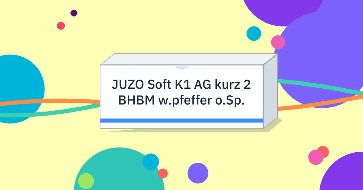 Symbolbild: Packung mit der Aufschrift JUZO Soft K1 AG kurz 2 BHBM w.pfeffer o.Sp. (PZN 14865324) – Verfügbarkeit und Bezug in Apotheken in Frankfurt am Main