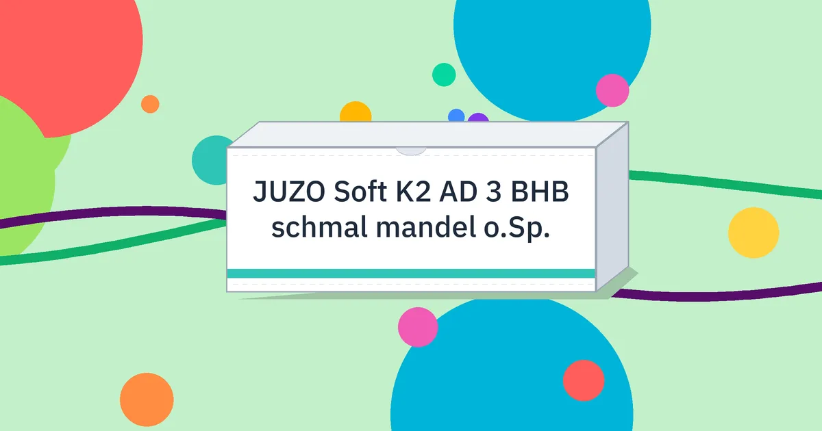 Symbolbild: Packung mit der Aufschrift JUZO Soft K2 AD 3 BHB schmal mandel o.Sp. (PZN 15467229) – Verfügbarkeit und Bezug in Apotheken in Frankfurt am Main