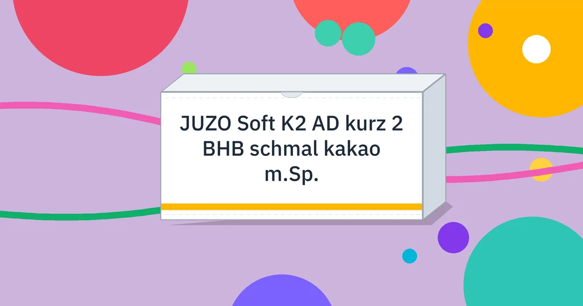 Symbolbild: Packung mit der Aufschrift JUZO Soft K2 AD kurz 2 BHB schmal kakao m.Sp. (PZN 15466046) – Verfügbarkeit und Bezug in Apotheken in Frankfurt am Main