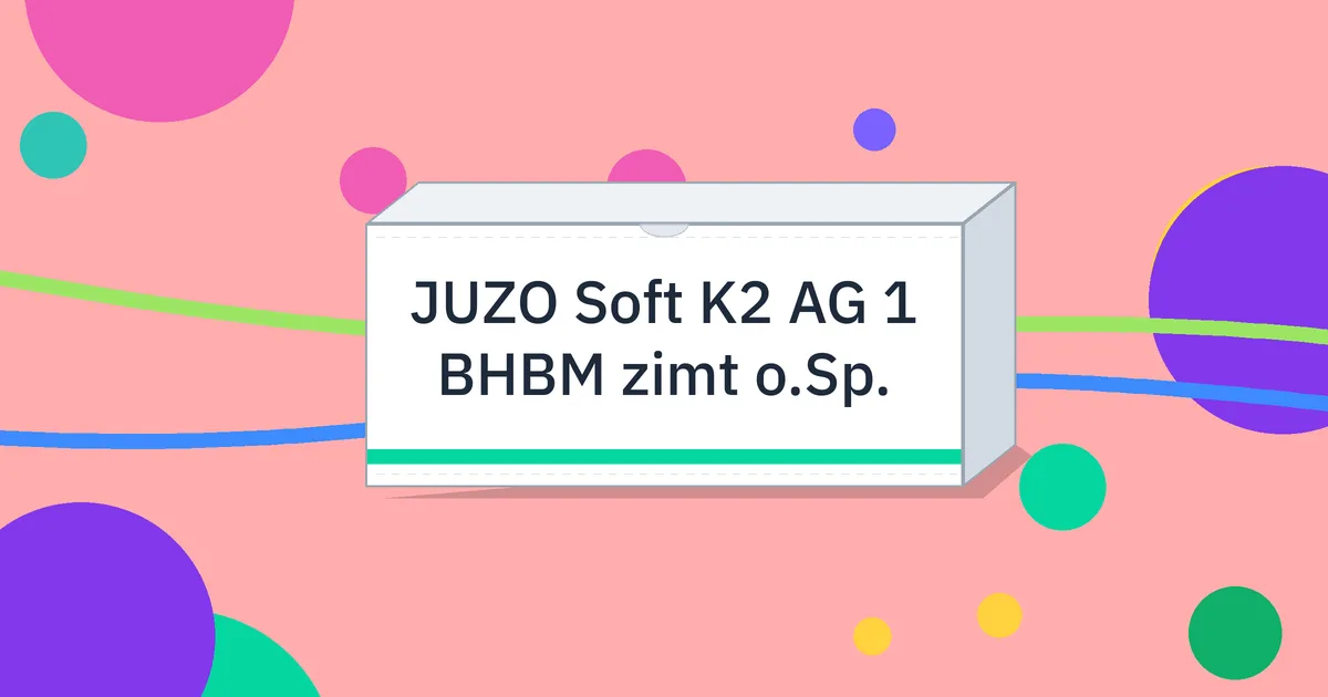 Symbolbild: Packung mit der Aufschrift JUZO Soft K2 AG 1 BHBM zimt o.Sp. (PZN 14860798) – Verfügbarkeit und Bezug in Apotheken in Frankfurt am Main