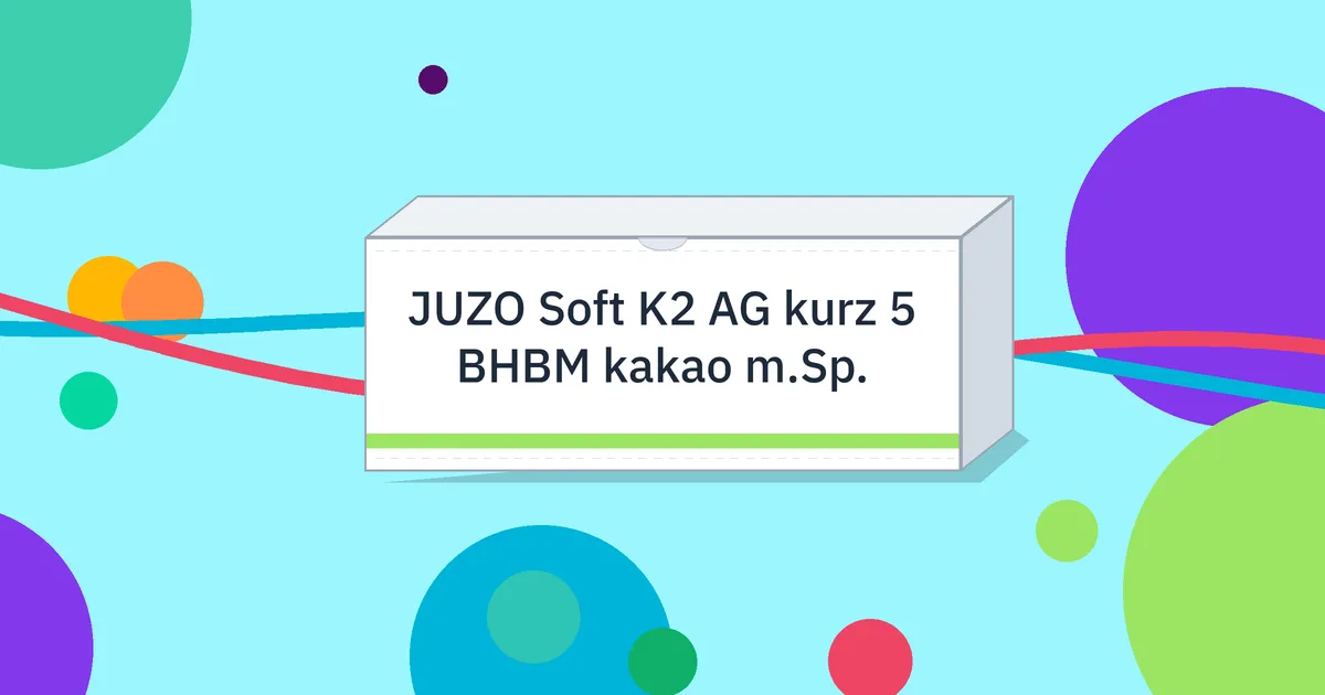 Symbolbild: Packung mit der Aufschrift JUZO Soft K2 AG kurz 5 BHBM kakao m.Sp. (PZN 14859950) – Verfügbarkeit und Bezug in Apotheken in Frankfurt am Main