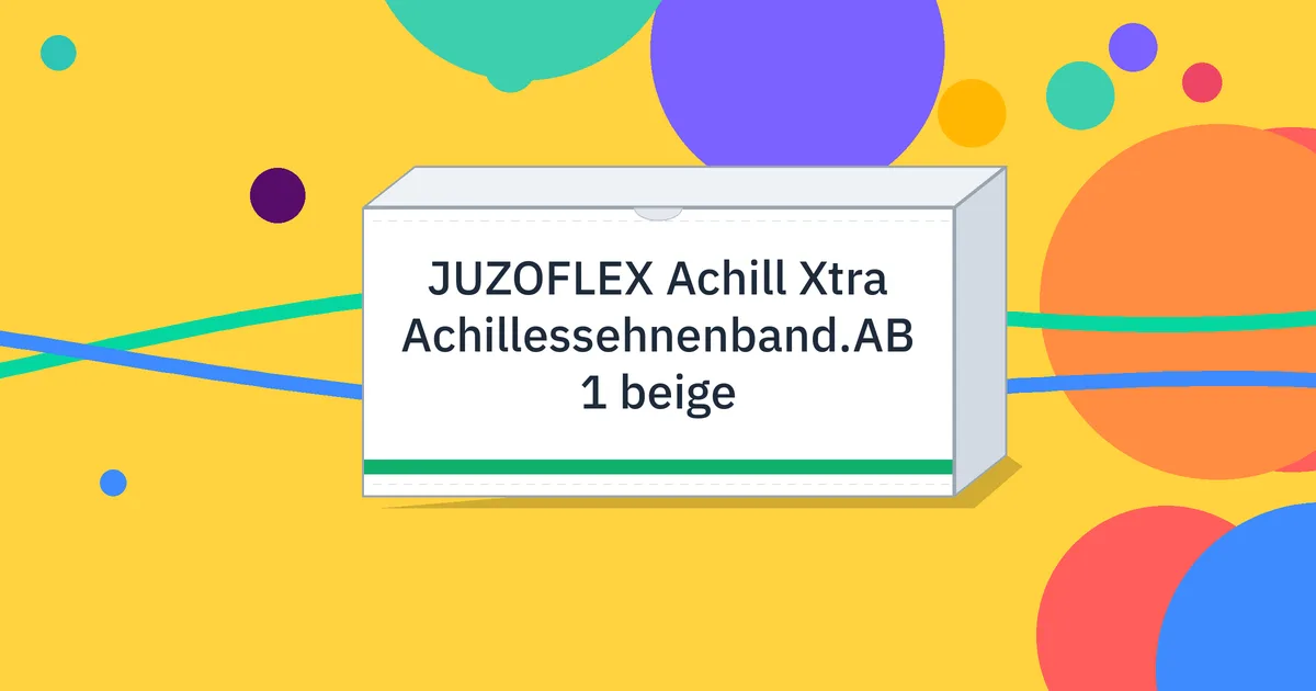 Symbolbild: Packung mit der Aufschrift JUZOFLEX Achill Xtra Achillessehnenband.AB 1 beige (PZN 16634592) – Verfügbarkeit und Bezug in Apotheken in Frankfurt am Main