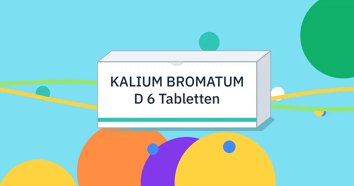 Symbolbild: Packung mit der Aufschrift KALIUM BROMATUM D 6 Tabletten (PZN 02115977) – Verfügbarkeit und Bezug in Apotheken in Frankfurt am Main