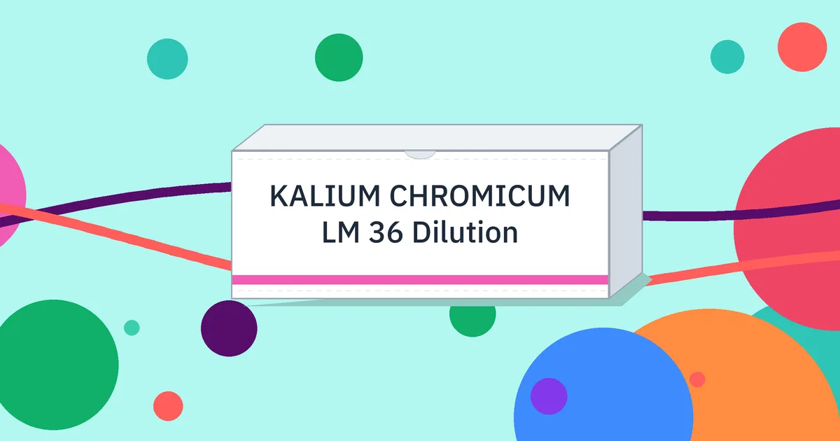 Symbolbild: Packung mit der Aufschrift KALIUM CHROMICUM LM 36 Dilution (PZN 12919441) – Verfügbarkeit und Bezug in Apotheken in Frankfurt am Main