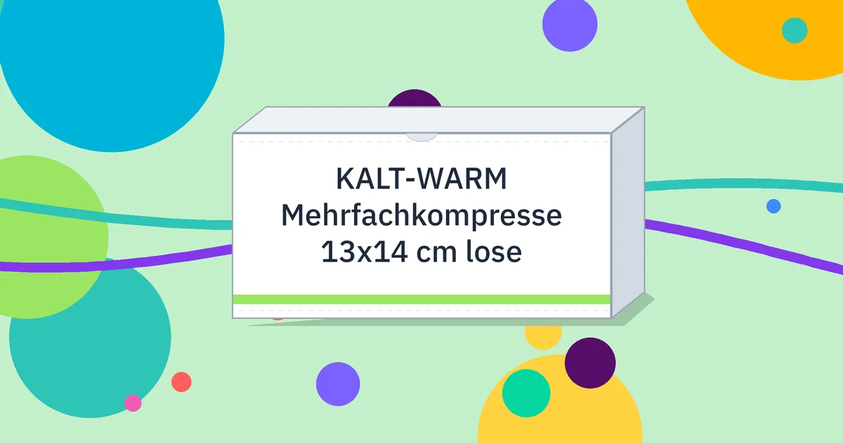 Symbolbild: Packung mit der Aufschrift KALT-WARM Mehrfachkompresse 13x14 cm lose (PZN 03645074) – Verfügbarkeit und Bezug in Apotheken in Frankfurt am Main