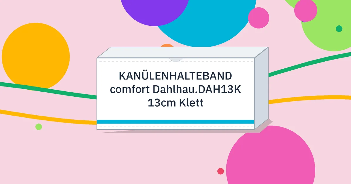 Symbolbild: Packung mit der Aufschrift KANÜLENHALTEBAND comfort Dahlhau.DAH13K 13cm Klett (PZN 08883393) – Verfügbarkeit und Bezug in Apotheken in Frankfurt am Main