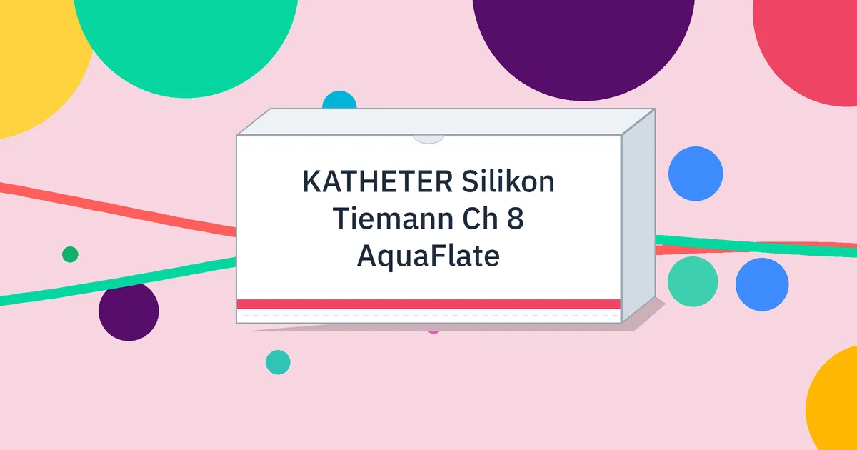 Symbolbild: Packung mit der Aufschrift KATHETER Silikon Tiemann Ch 8 AquaFlate (PZN 01673161) – Verfügbarkeit und Bezug in Apotheken in Frankfurt am Main