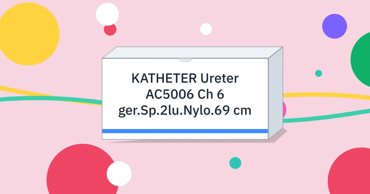 Symbolbild: Packung mit der Aufschrift KATHETER Ureter AC5006 Ch 6 ger.Sp.2lu.Nylo.69 cm (PZN 00153815) – Verfügbarkeit und Bezug in Apotheken in Frankfurt am Main