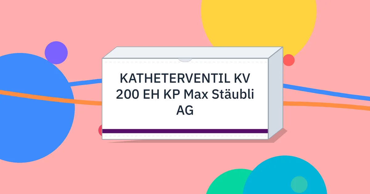 Symbolbild: Packung mit der Aufschrift KATHETERVENTIL KV 200 EH KP Max Stäubli AG (PZN 18263533) – Verfügbarkeit und Bezug in Apotheken in Frankfurt am Main