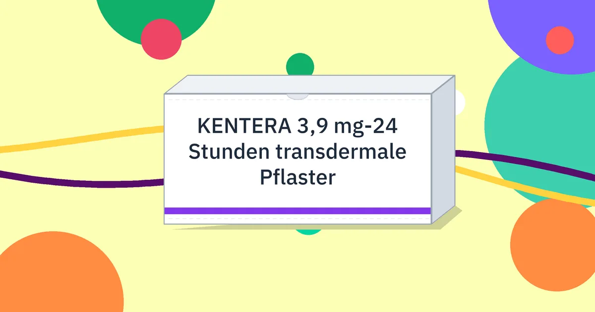 Symbolbild: Packung mit der Aufschrift KENTERA 3,9 mg-24 Stunden transdermale Pflaster (PZN 16757544) – Verfügbarkeit und Bezug in Apotheken in Frankfurt am Main