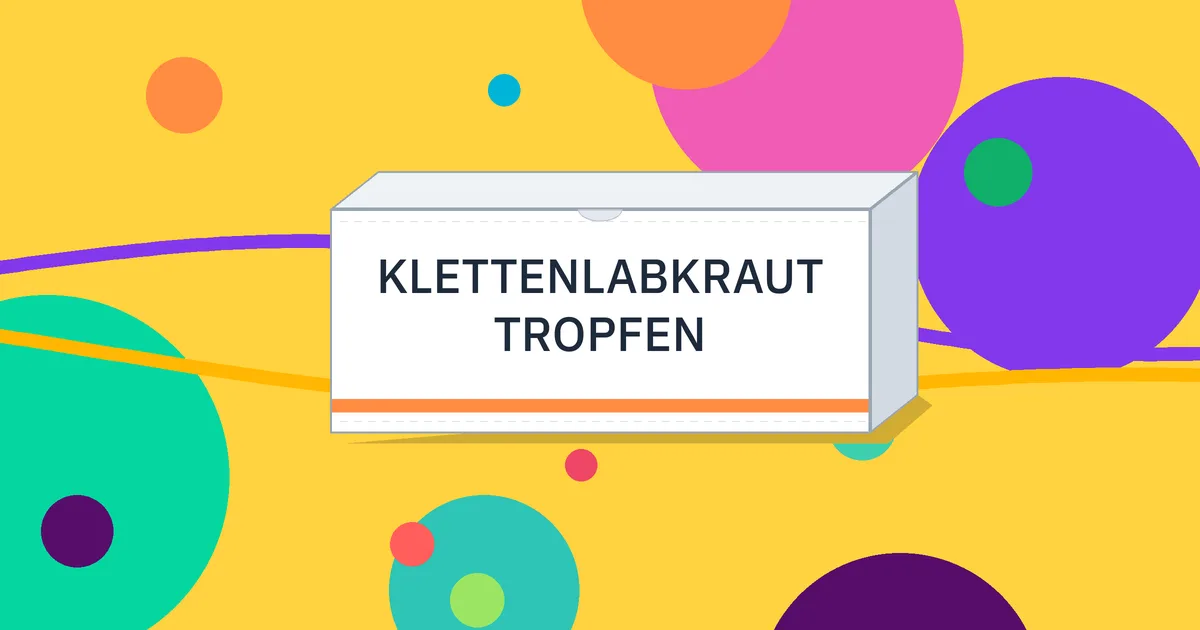 Symbolbild: Packung mit der Aufschrift KLETTENLABKRAUT TROPFEN (PZN 14127388) – Verfügbarkeit und Bezug in Apotheken in Frankfurt am Main