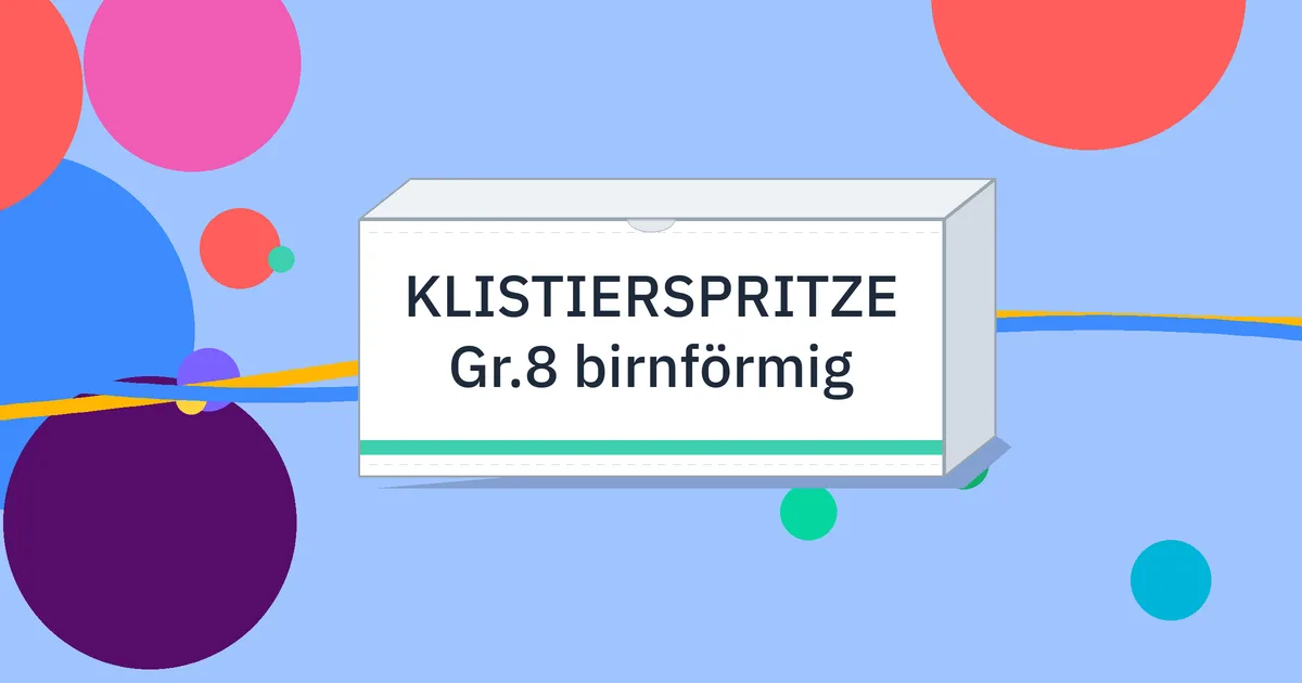 Symbolbild: Packung mit der Aufschrift KLISTIERSPRITZE Gr.8 birnförmig (PZN 01731071) – Verfügbarkeit und Bezug in Apotheken in Frankfurt am Main