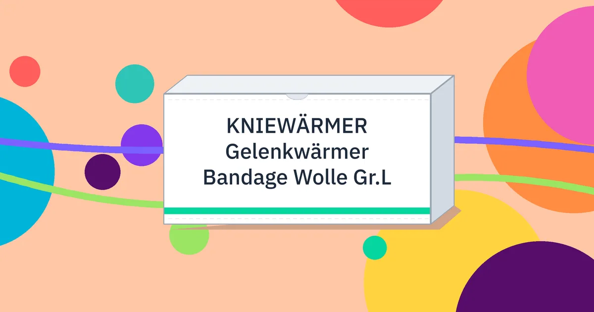 Symbolbild: Packung mit der Aufschrift KNIEWÄRMER Gelenkwärmer Bandage Wolle Gr.L (PZN 19390788) – Verfügbarkeit und Bezug in Apotheken in Frankfurt am Main