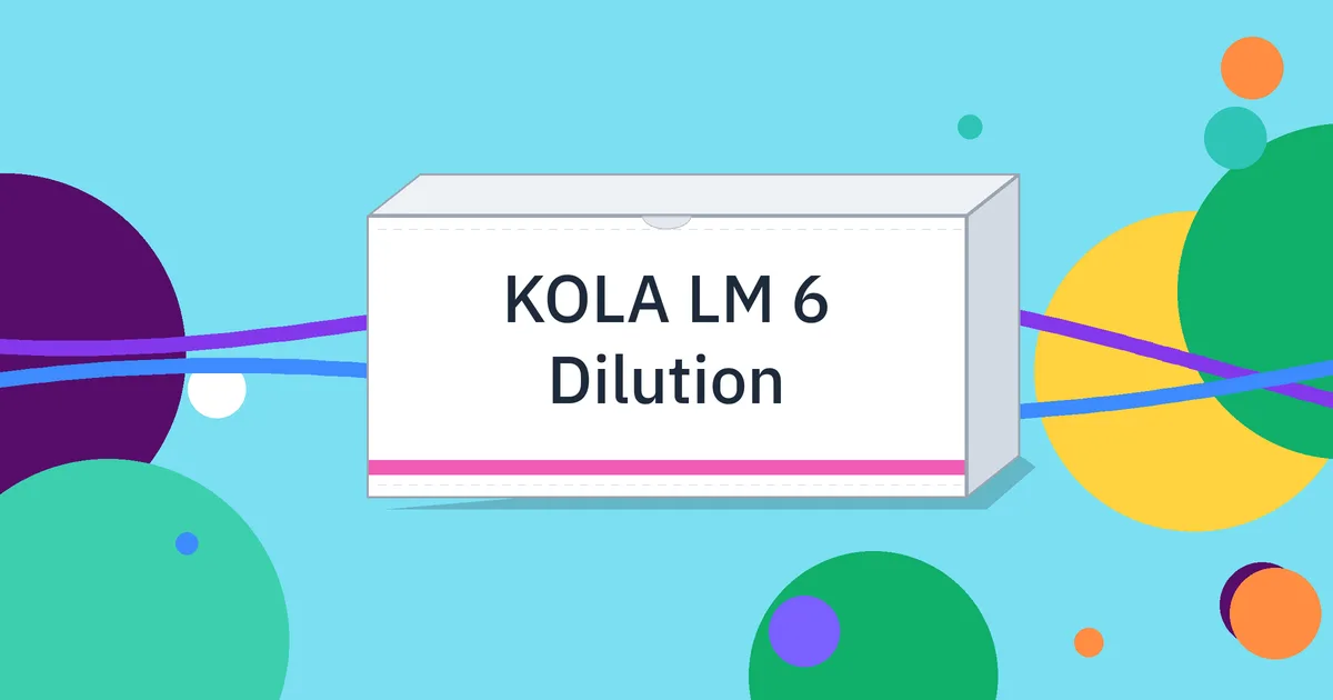 Symbolbild: Packung mit der Aufschrift KOLA LM 6 Dilution (PZN 13519347) – Verfügbarkeit und Bezug in Apotheken in Frankfurt am Main