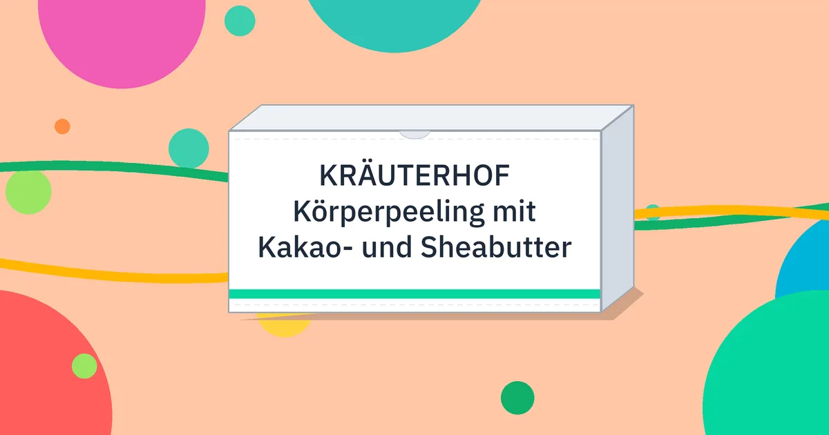Symbolbild: Packung mit der Aufschrift KRÄUTERHOF Körperpeeling mit Kakao- und Sheabutter (PZN 10412761) – Verfügbarkeit und Bezug in Apotheken in Frankfurt am Main