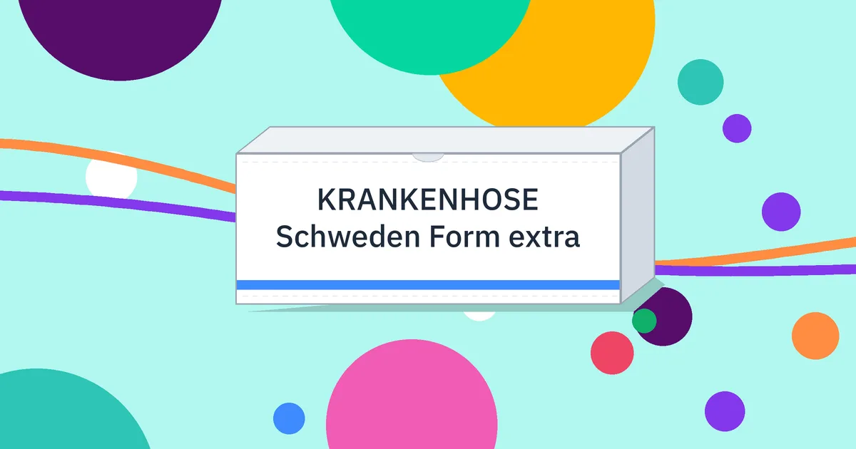 Symbolbild: Packung mit der Aufschrift KRANKENHOSE Schweden Form extra (PZN 01740957) – Verfügbarkeit und Bezug in Apotheken in Frankfurt am Main