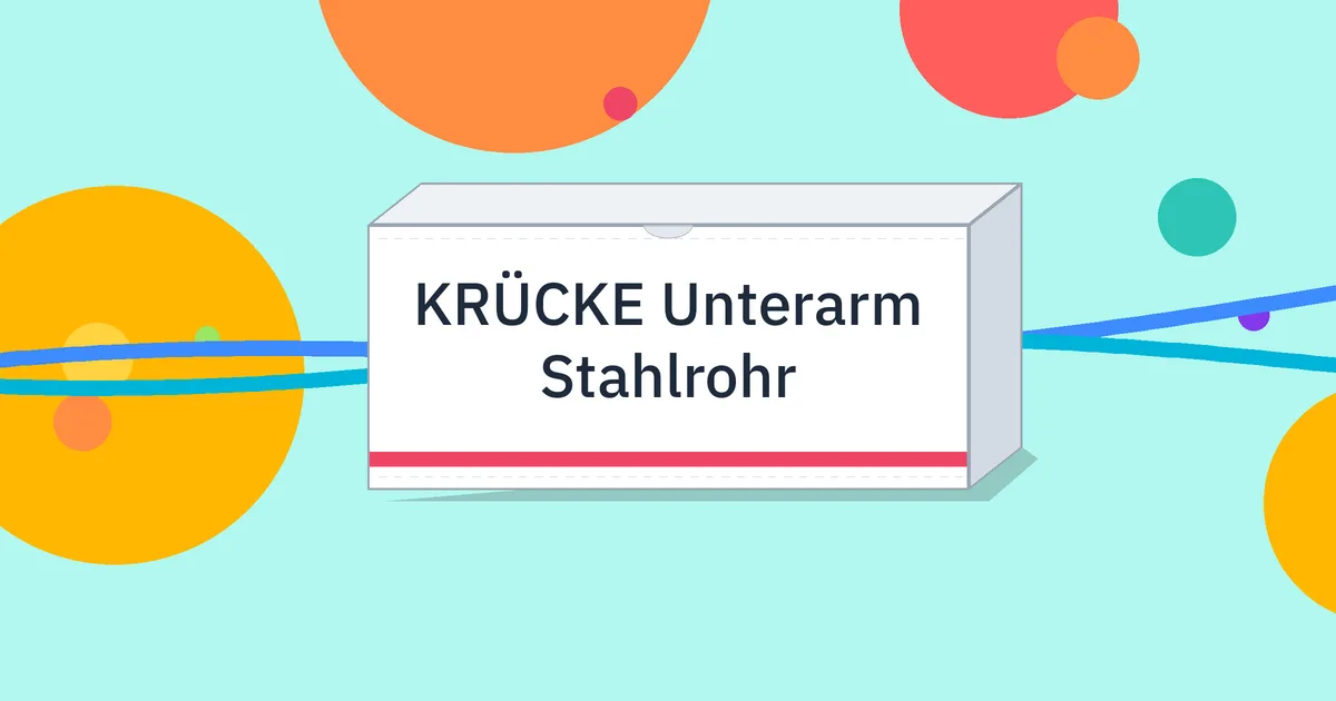 Symbolbild: Packung mit der Aufschrift KRÜCKE Unterarm Stahlrohr (PZN 01731237) – Verfügbarkeit und Bezug in Apotheken in Frankfurt am Main