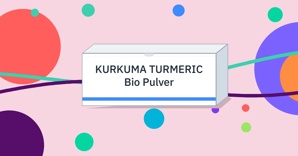 Symbolbild: Packung mit der Aufschrift KURKUMA TURMERIC Bio Pulver (PZN 15423485) – Verfügbarkeit und Bezug in Apotheken in Frankfurt am Main