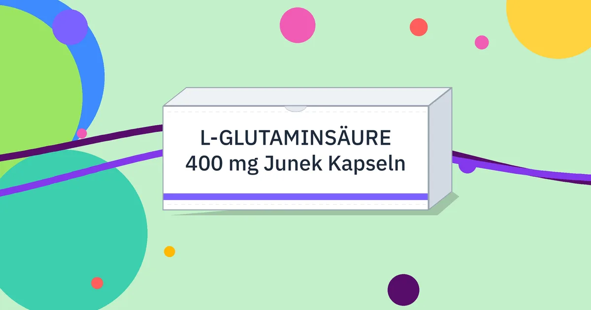 Symbolbild: Packung mit der Aufschrift L-GLUTAMINSÄURE 400 mg Junek Kapseln (PZN 10523727) – Verfügbarkeit und Bezug in Apotheken in Frankfurt am Main