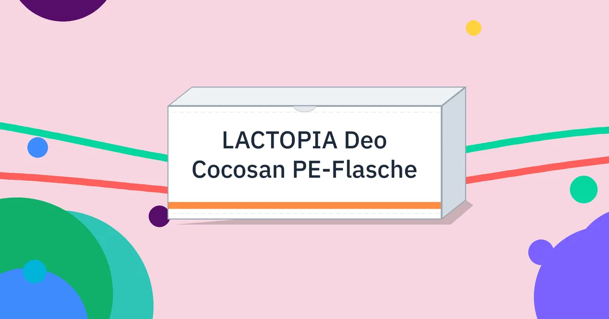 Symbolbild: Packung mit der Aufschrift LACTOPIA Deo Cocosan PE-Flasche (PZN 10977925) – Verfügbarkeit und Bezug in Apotheken in Frankfurt am Main