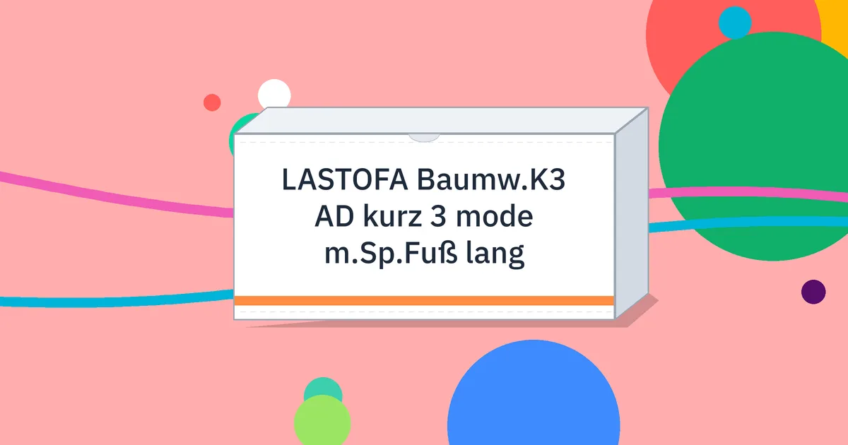 Symbolbild: Packung mit der Aufschrift LASTOFA Baumw.K3 AD kurz 3 mode m.Sp.Fuß lang (PZN 01953222) – Verfügbarkeit und Bezug in Apotheken in Frankfurt am Main