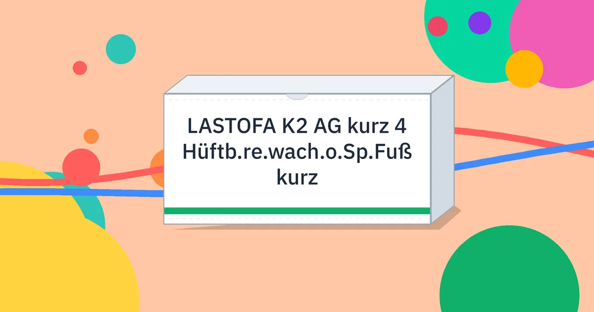 Symbolbild: Packung mit der Aufschrift LASTOFA K2 AG kurz 4 Hüftb.re.wach.o.Sp.Fuß kurz (PZN 13811645) – Verfügbarkeit und Bezug in Apotheken in Frankfurt am Main