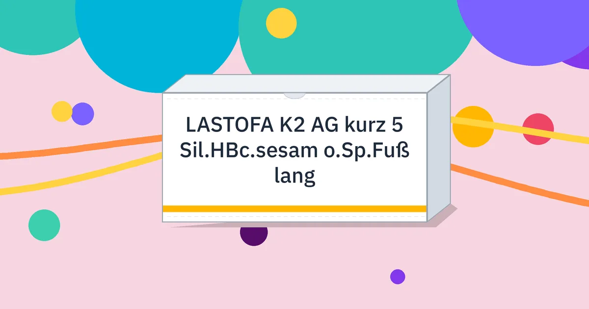 Symbolbild: Packung mit der Aufschrift LASTOFA K2 AG kurz 5 Sil.HBc.sesam o.Sp.Fuß lang (PZN 14150298) – Verfügbarkeit und Bezug in Apotheken in Frankfurt am Main