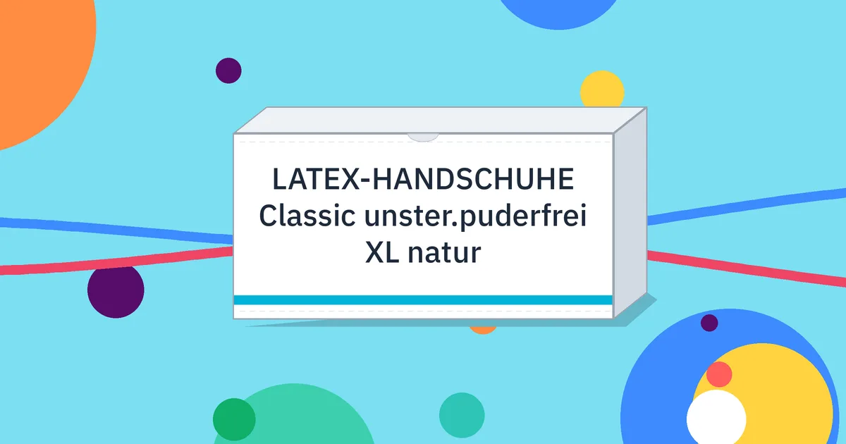 Symbolbild: Packung mit der Aufschrift LATEX-HANDSCHUHE Classic unster.puderfrei XL natur (PZN 10414470) – Verfügbarkeit und Bezug in Apotheken in Frankfurt am Main