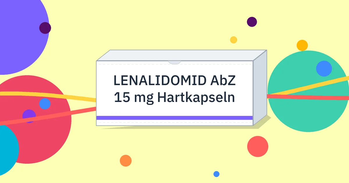Symbolbild: Packung mit der Aufschrift LENALIDOMID AbZ 15 mg Hartkapseln (PZN 18372831) – Verfügbarkeit und Bezug in Apotheken in Frankfurt am Main
