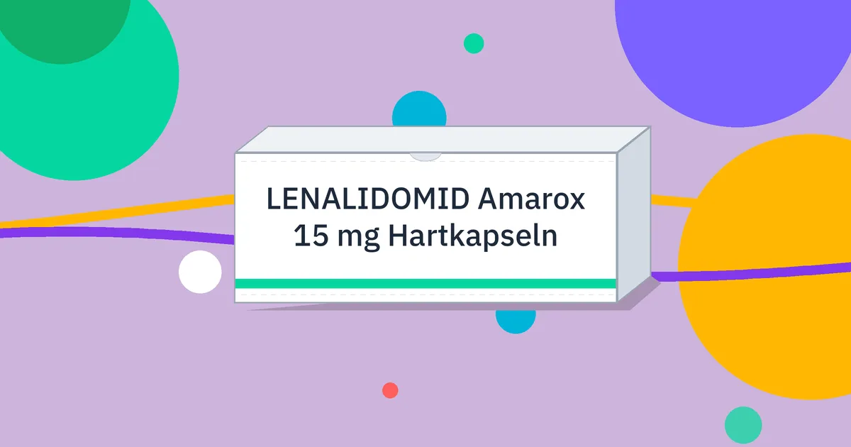 Symbolbild: Packung mit der Aufschrift LENALIDOMID Amarox 15 mg Hartkapseln (PZN 18181717) – Verfügbarkeit und Bezug in Apotheken in Frankfurt am Main