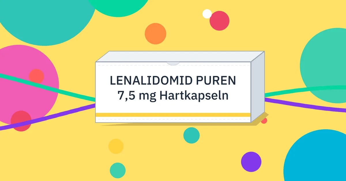 Symbolbild: Packung mit der Aufschrift LENALIDOMID PUREN 7,5 mg Hartkapseln (PZN 16943287) – Verfügbarkeit und Bezug in Apotheken in Frankfurt am Main