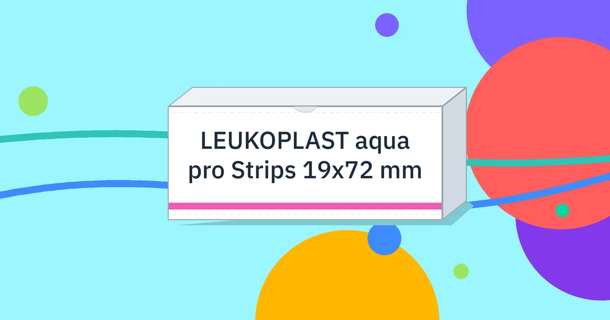 Symbolbild: Packung mit der Aufschrift LEUKOPLAST aqua pro Strips 19x72 mm (PZN 14219914) – Verfügbarkeit und Bezug in Apotheken in Frankfurt am Main