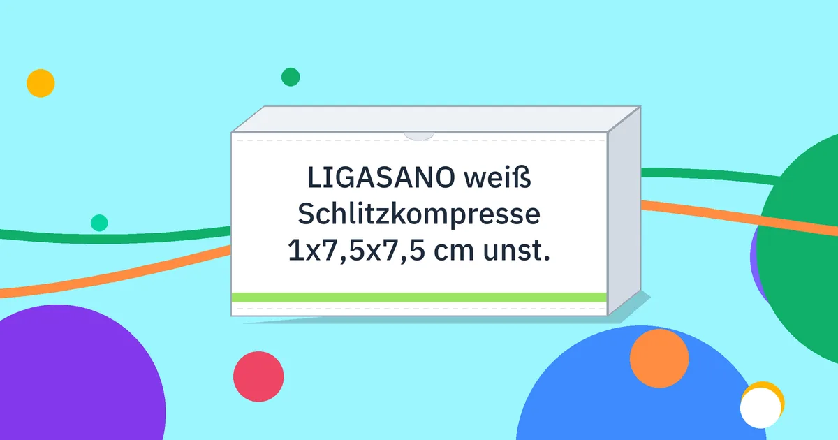 Symbolbild: Packung mit der Aufschrift LIGASANO weiß Schlitzkompresse 1x7,5x7,5 cm unst. (PZN 17250913) – Verfügbarkeit und Bezug in Apotheken in Frankfurt am Main