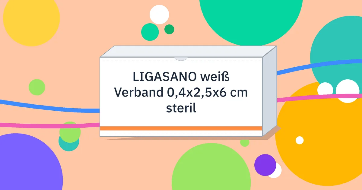 Symbolbild: Packung mit der Aufschrift LIGASANO weiß Verband 0,4x2,5x6 cm steril (PZN 17251568) – Verfügbarkeit und Bezug in Apotheken in Frankfurt am Main