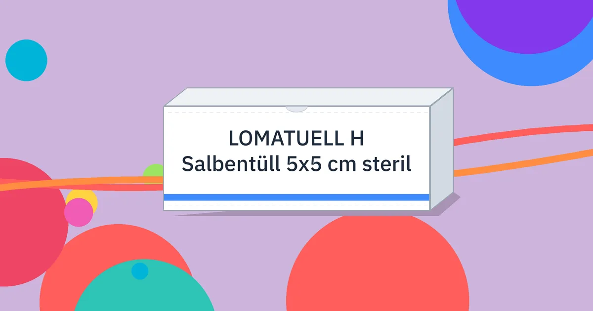 Symbolbild: Packung mit der Aufschrift LOMATUELL H Salbentüll 5x5 cm steril (PZN 15660274) – Verfügbarkeit und Bezug in Apotheken in Frankfurt am Main