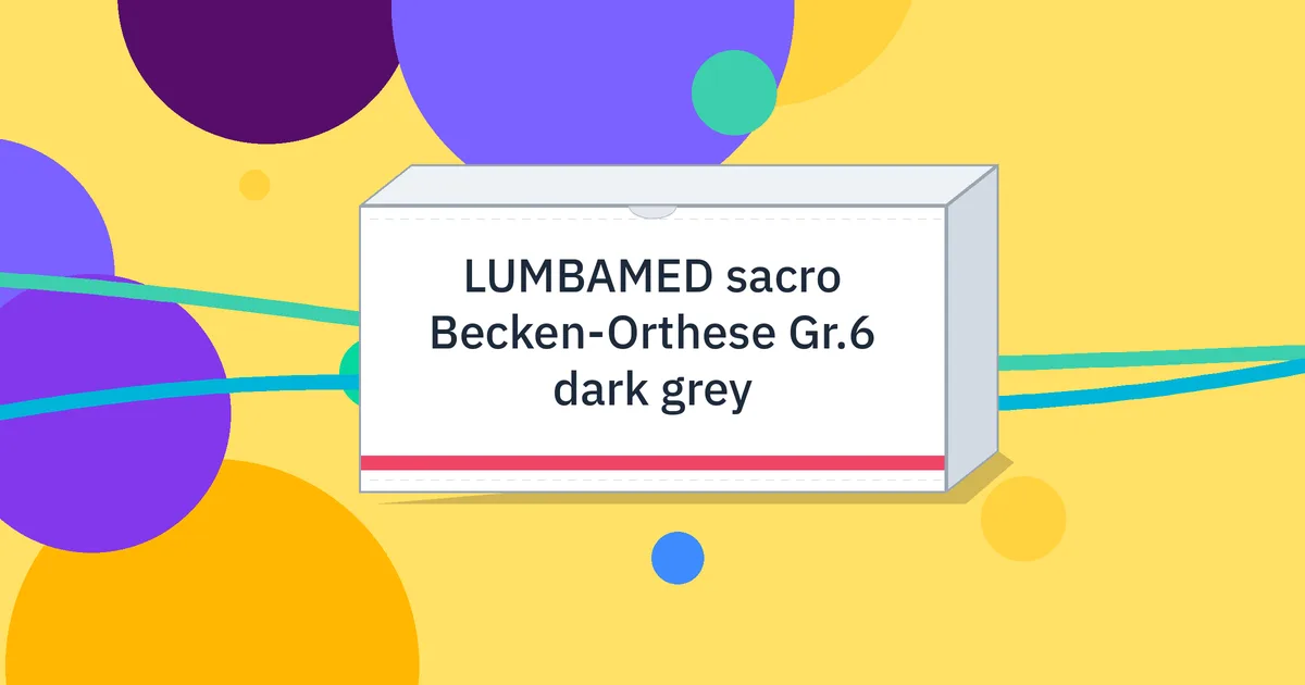 Symbolbild: Packung mit der Aufschrift LUMBAMED sacro Becken-Orthese Gr.6 dark grey (PZN 20520121) – Verfügbarkeit und Bezug in Apotheken in Frankfurt am Main