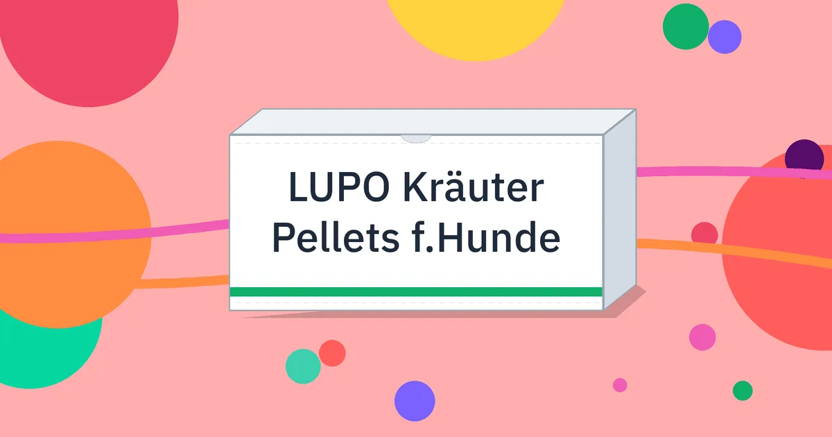 Symbolbild: Packung mit der Aufschrift LUPO Kräuter Pellets f.Hunde (PZN 19252454) – Verfügbarkeit und Bezug in Apotheken in Frankfurt am Main