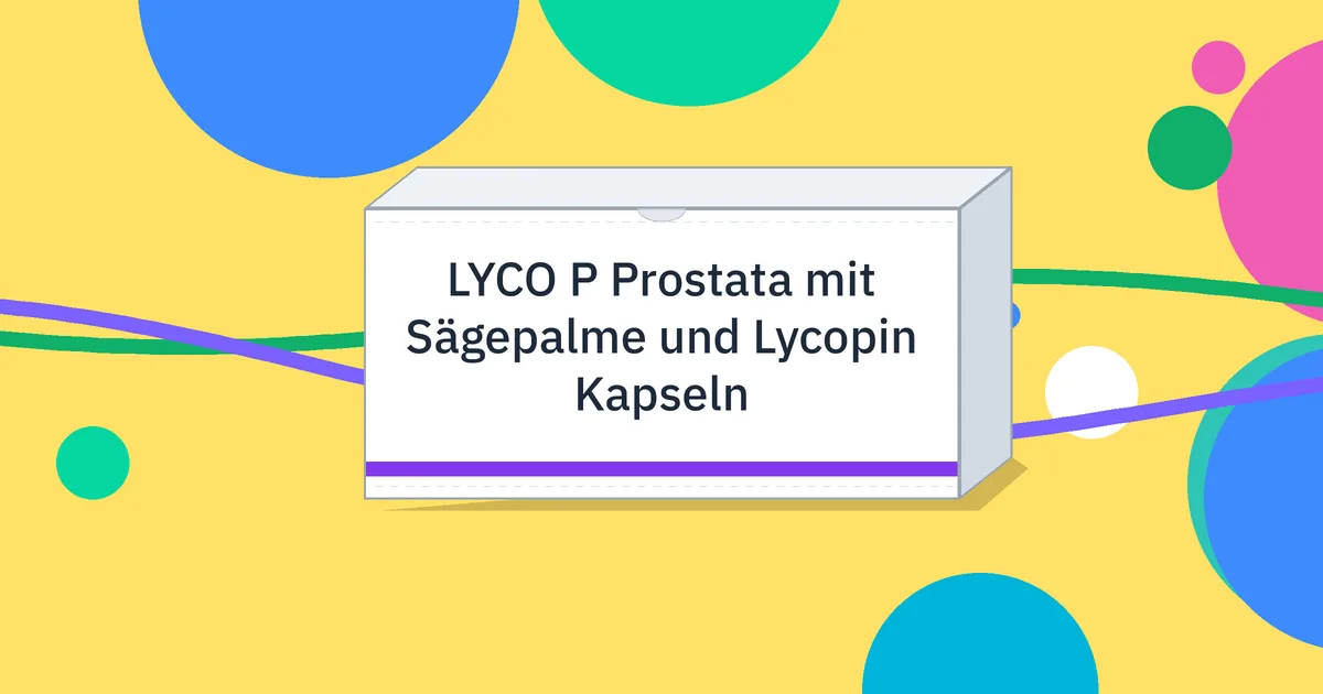Symbolbild: Packung mit der Aufschrift LYCO P Prostata mit Sägepalme und Lycopin Kapseln (PZN 19013577) – Verfügbarkeit und Bezug in Apotheken in Frankfurt am Main
